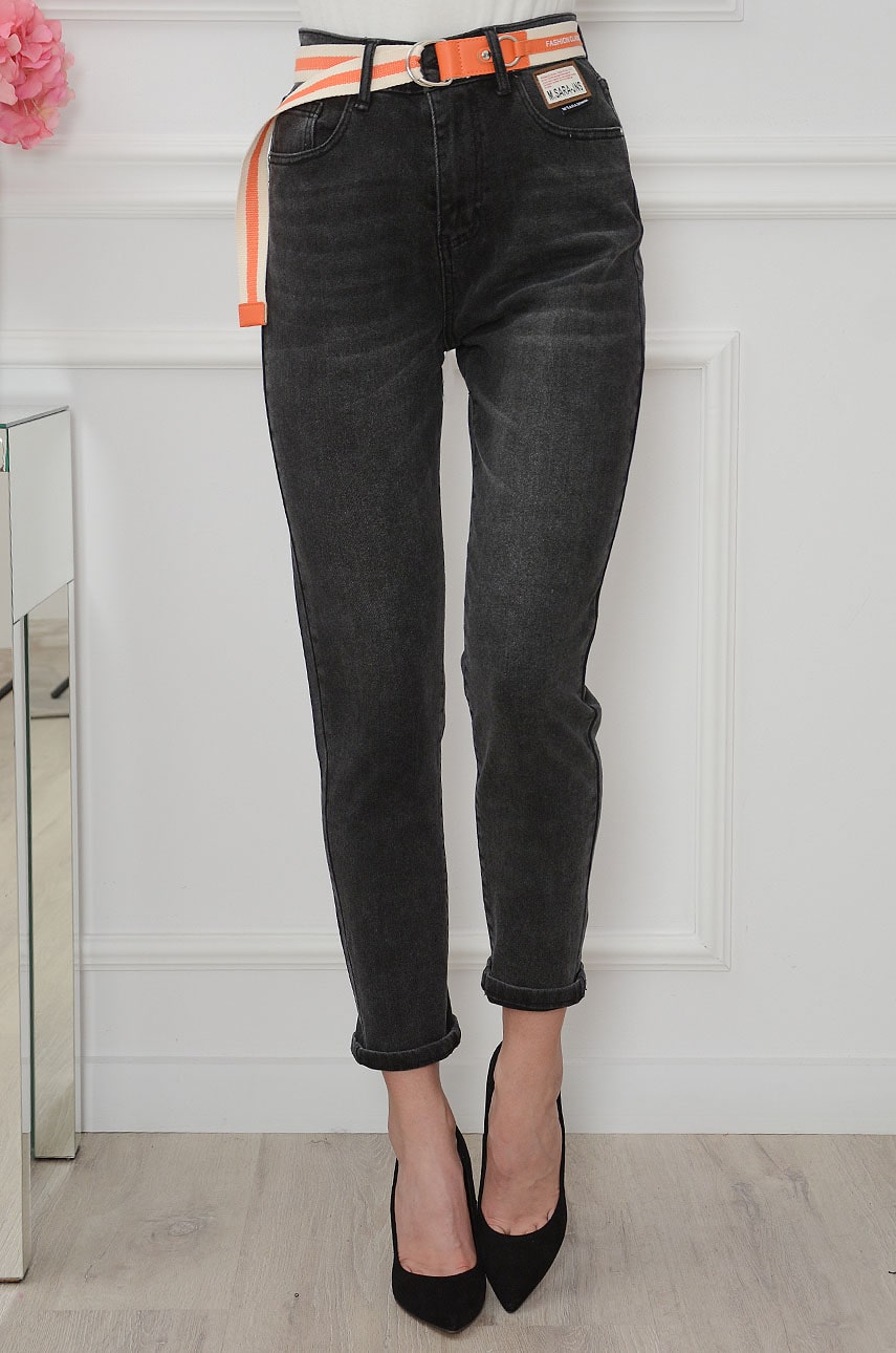 Spodnie jeansowe MOM FIT czarne, spodnie jeansowe, Sklep cocomoda.pl