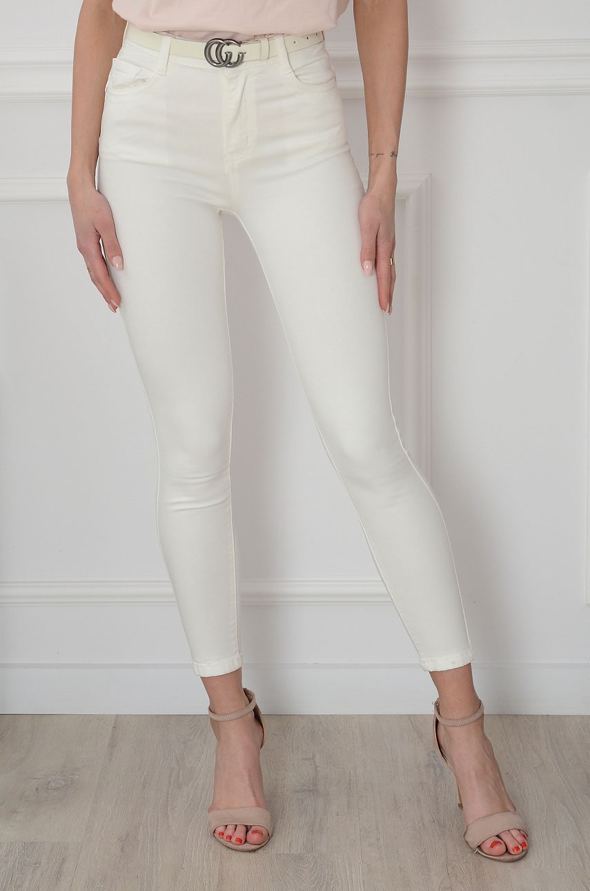 Spodnie jeans rurki push-up kremowe, spodnie jeansowe, Sklep cocomoda.pl