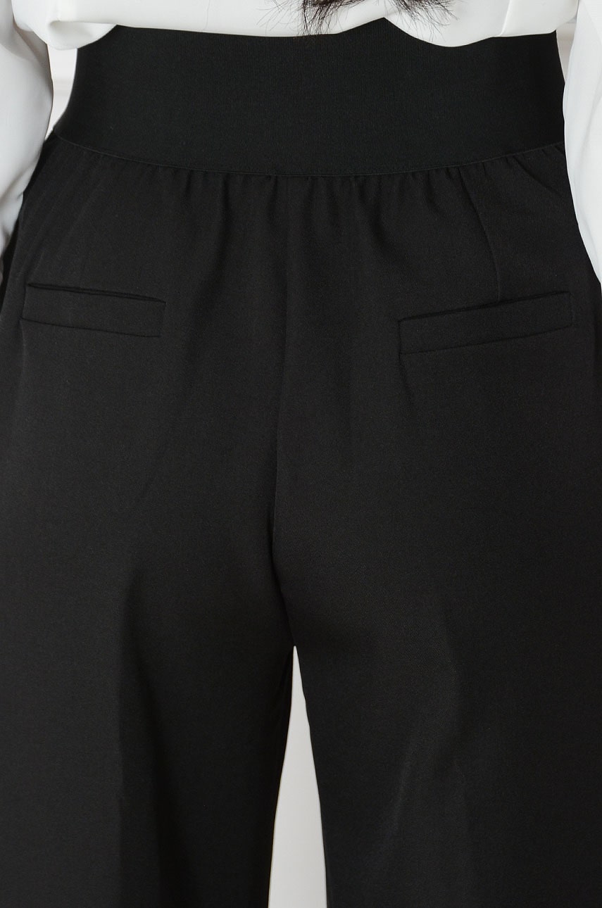 Spodnie prosta nogawka z szerokim pasem czarne, eleganckie spodnie ...