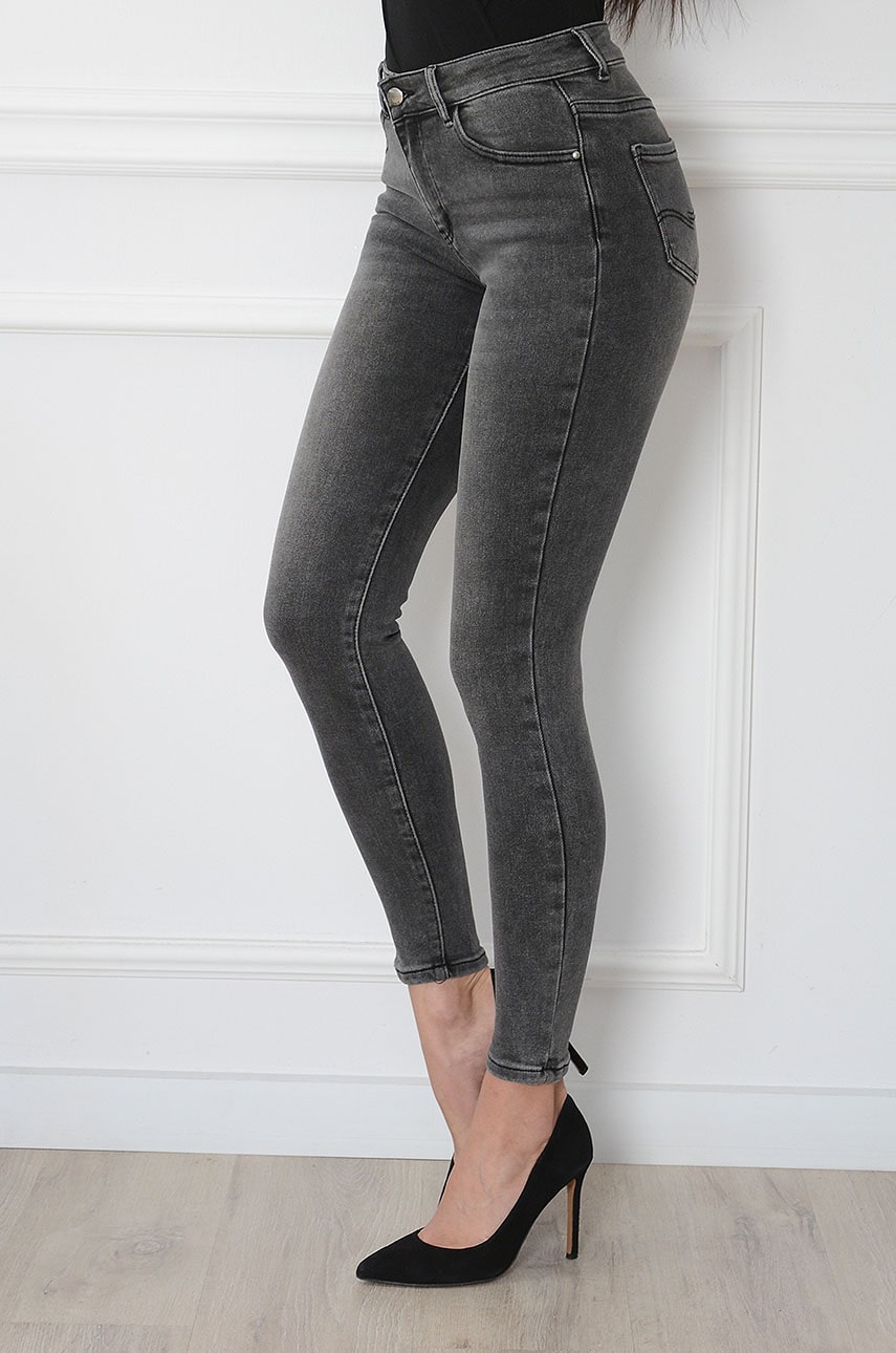 Spodnie jeansowe rurki wysoki stan szare, spodnie jeansowe, Sklep ...