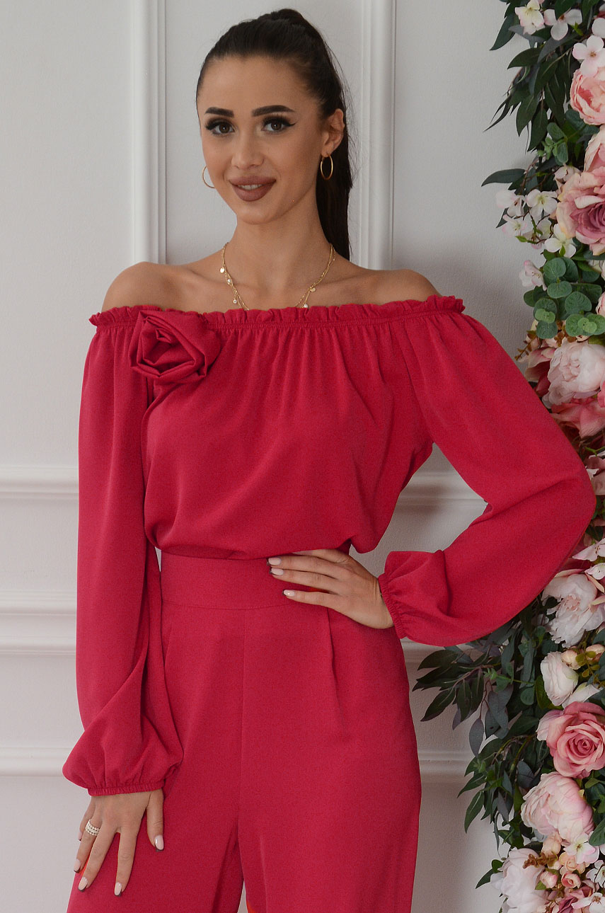 Bluzka hiszpanka z różą czerwona, bluzki, topy, koszule, Sklep ...