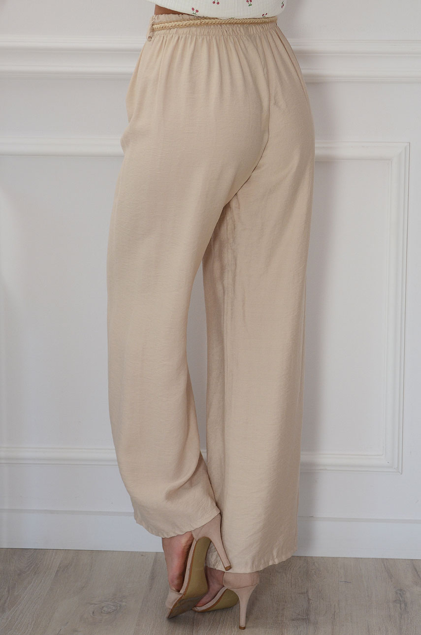 Luźne spodnie z paskiem boho beż Taco. Luźne spodnie z paskiem boho beż ...