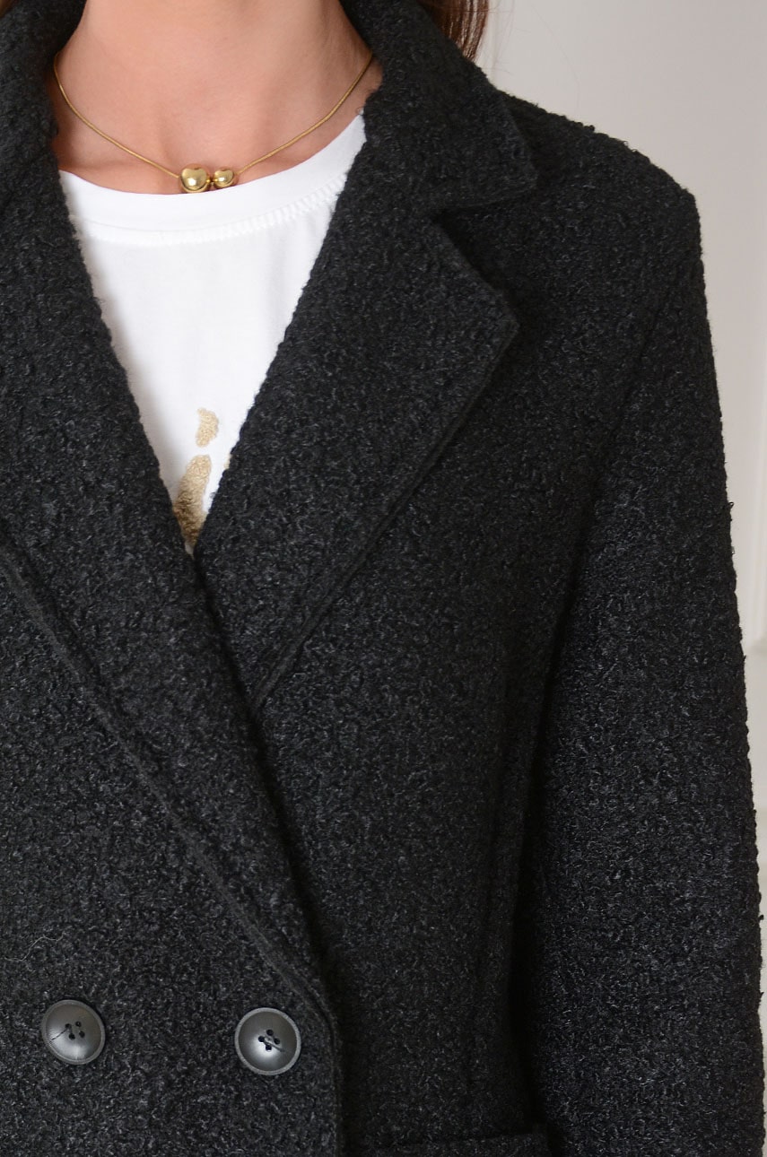 Płaszcz bukla dwurzędowy czarny, kurtki i płaszcze, Sklep internetowy ...