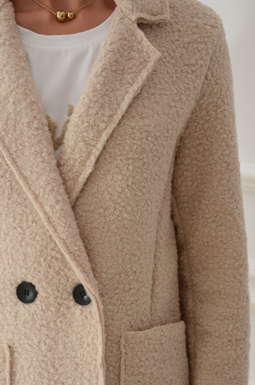 Płaszcz bukla dwurzędowy beż, kurtki i płaszcze, Sklep internetowy ...