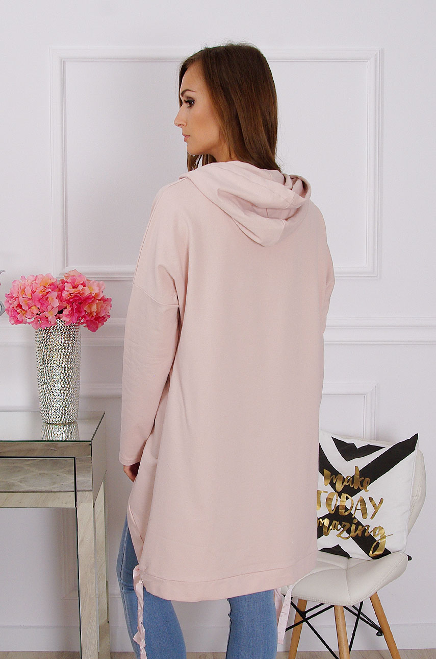 Długa bluza parka dresowa na zamek pudrowy róż - Cocomoda.pl - odzież damska, sukienki, buty ...