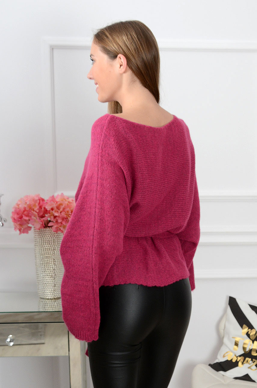 Sweter kimono z paskiem fuksja - Cocomoda.pl - odzież damska, sukienki ...