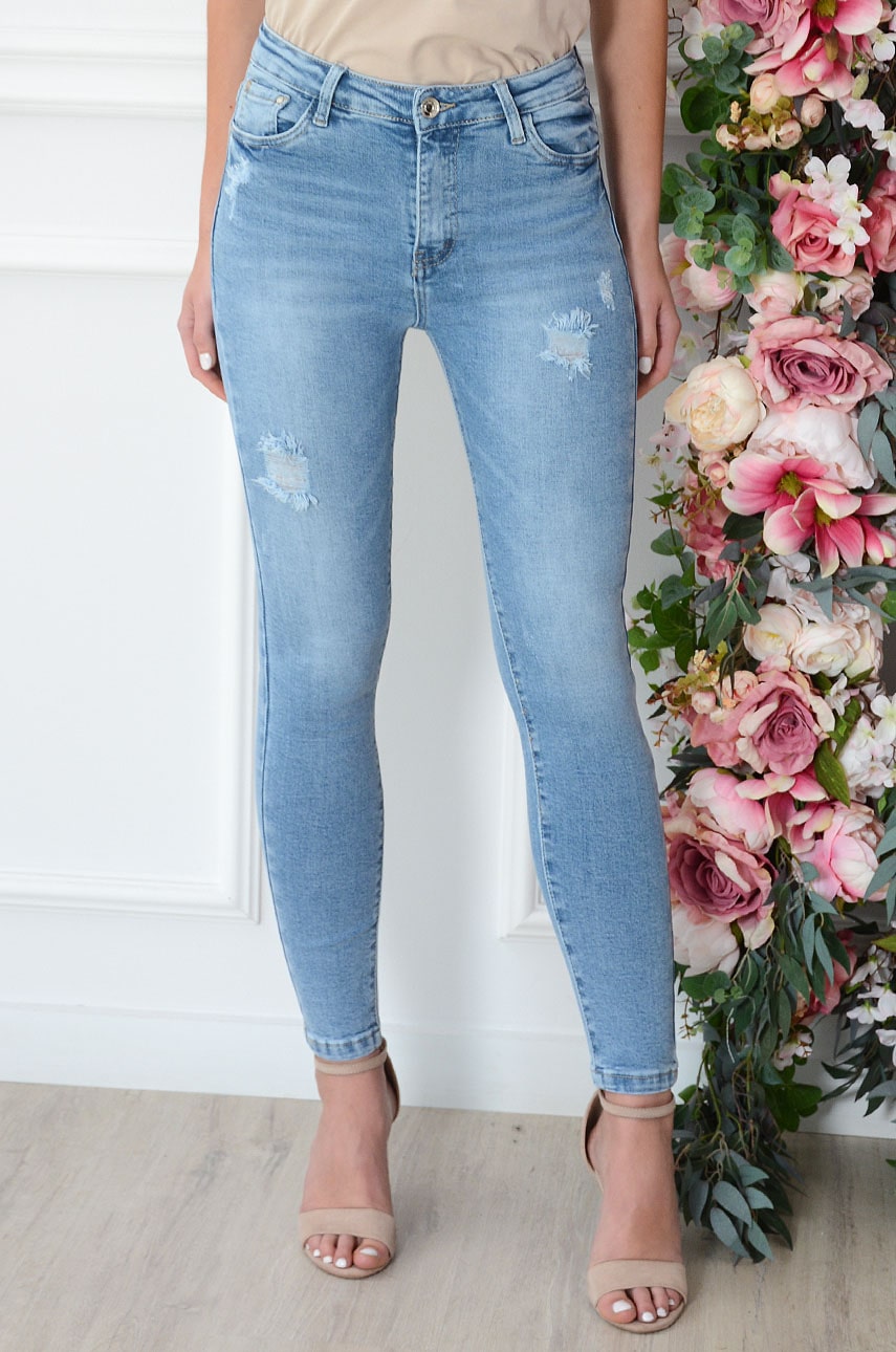 Spodnie jeansowe przecierane jasny jeans, spodnie jeansowe, Sklep ...