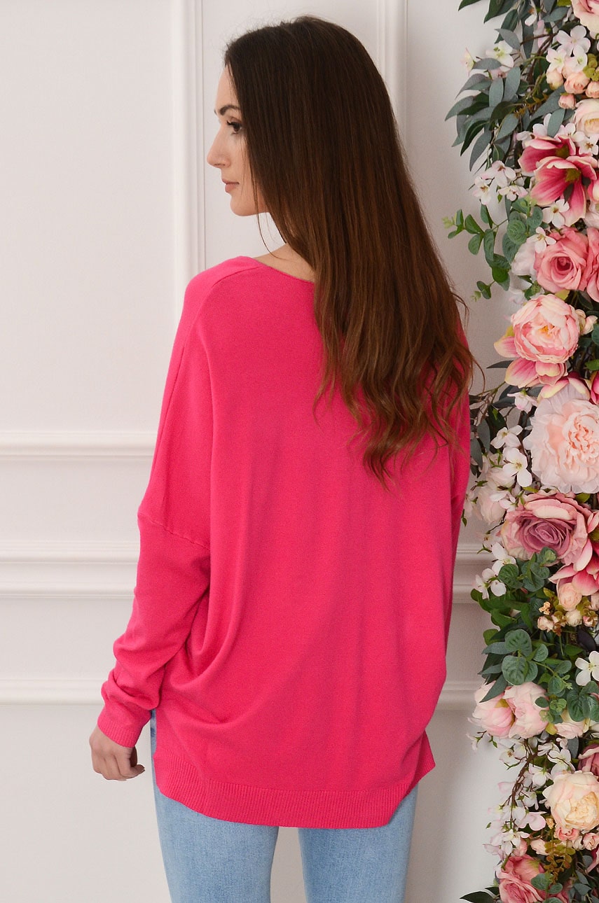 Sweter oversize fuksja, swetry oversize, Sklep internetowy cocomoda.pl